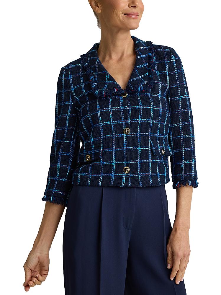 ST. JOHN St. John Tri-Color Windowpane Jacket